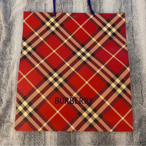 Burberry | Bags | Burberry Red Plaid Paper Bag Large New | Poshmark